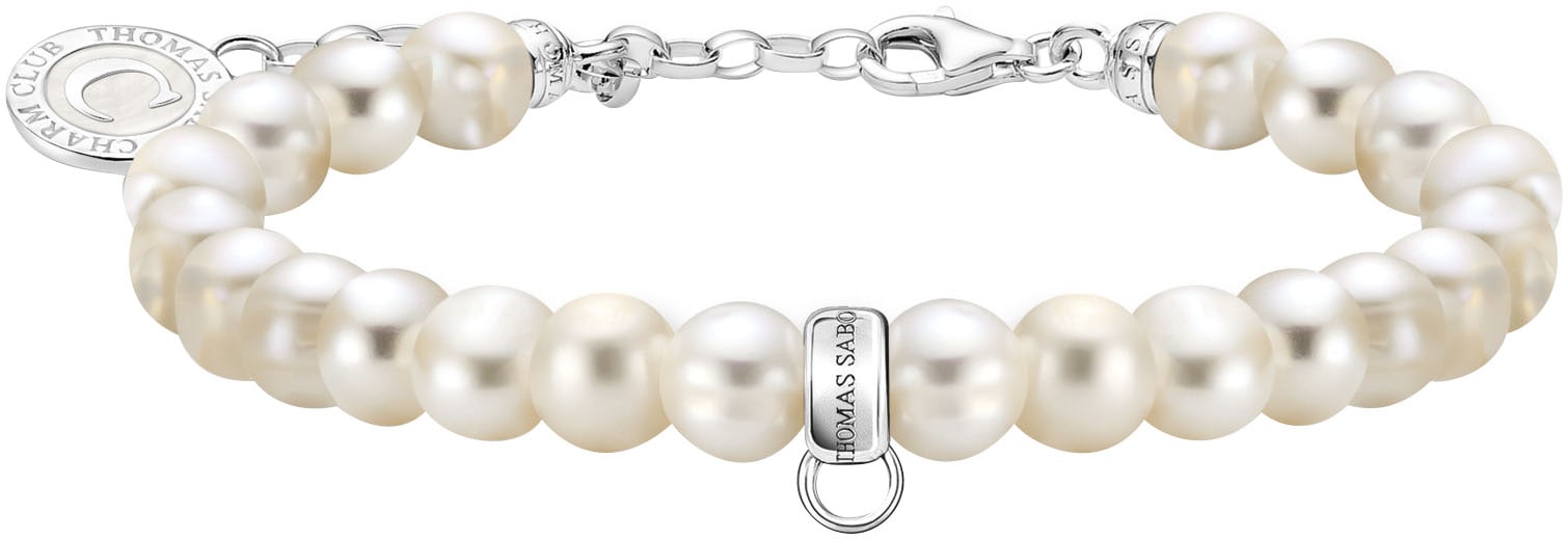 THOMAS SABO Charm Armband mit weiBen ovalen Perlen A2142 158 14 L19v mit SuBwasserzuchtperle