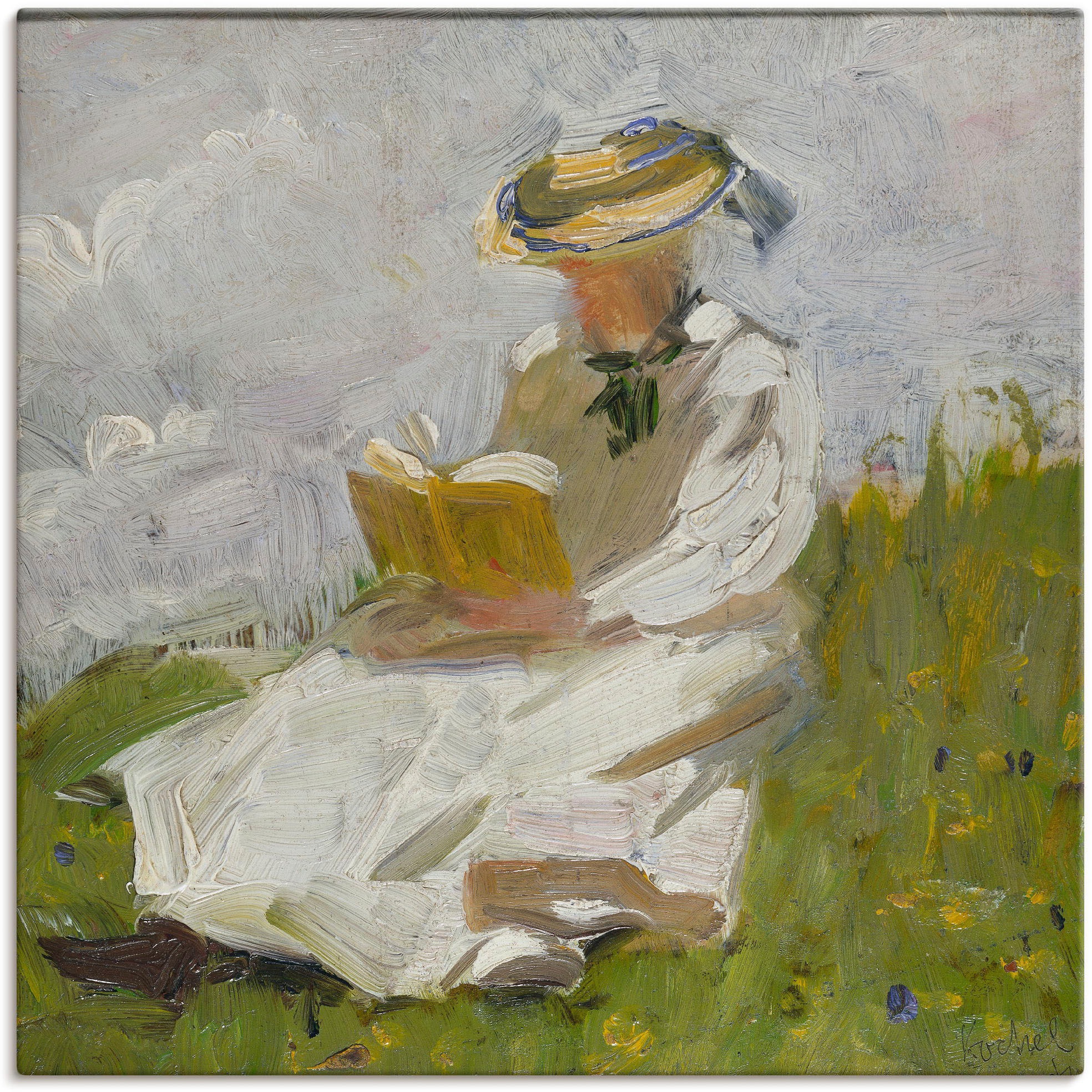 Artland Leinwandbild »Lesende Frau im Grünen. 1906«, Frau, (1 St.), auf ...