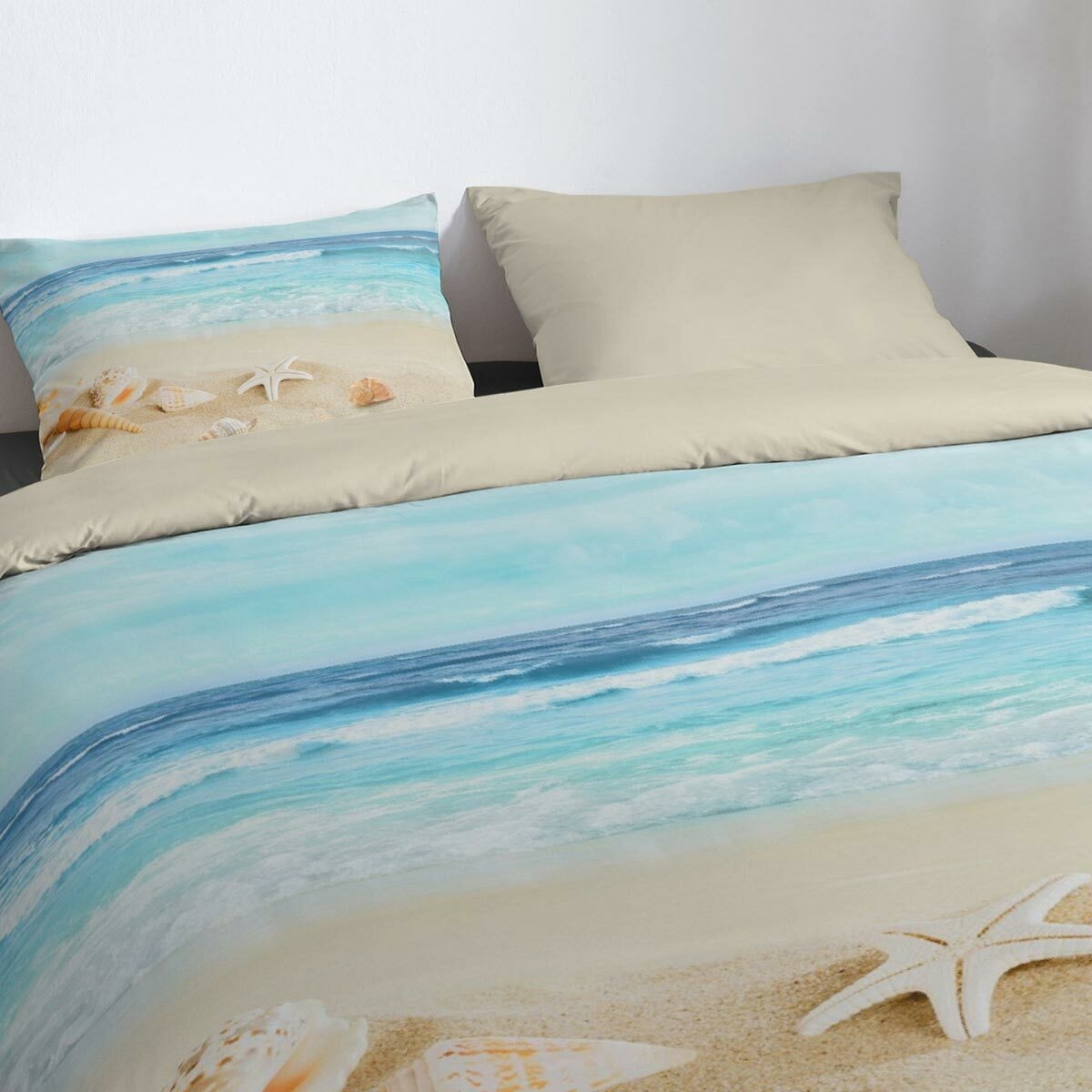 TRAUMSCHLAF Bettwäsche »Strand Muscheln«, (2 tlg.), herrliches Urlaubsfeeling auf Rechnung ...