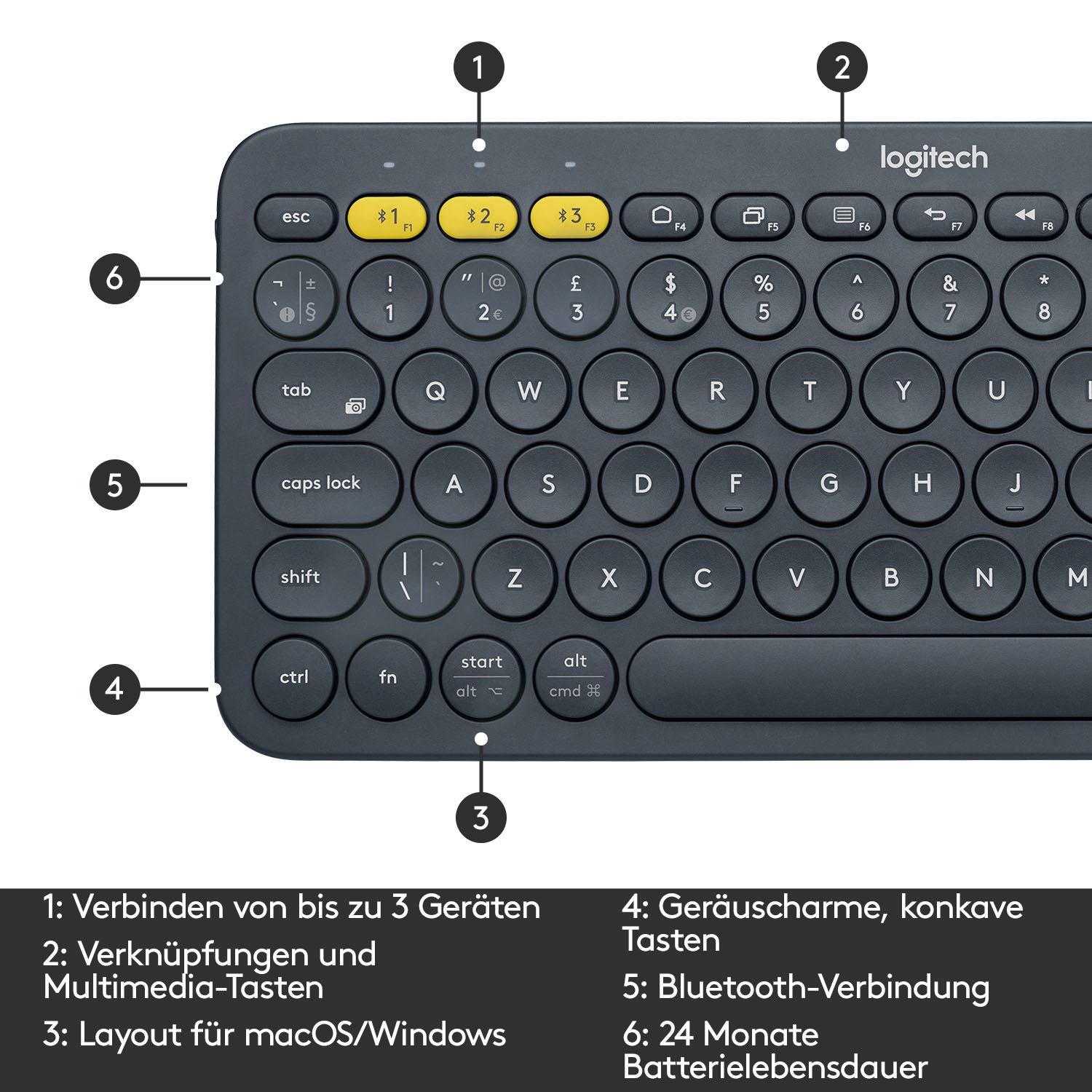 Logitech Wireless-Tastatur »K380 MULTI-DEVICE«, (Fn-Tasten) auf Raten ...