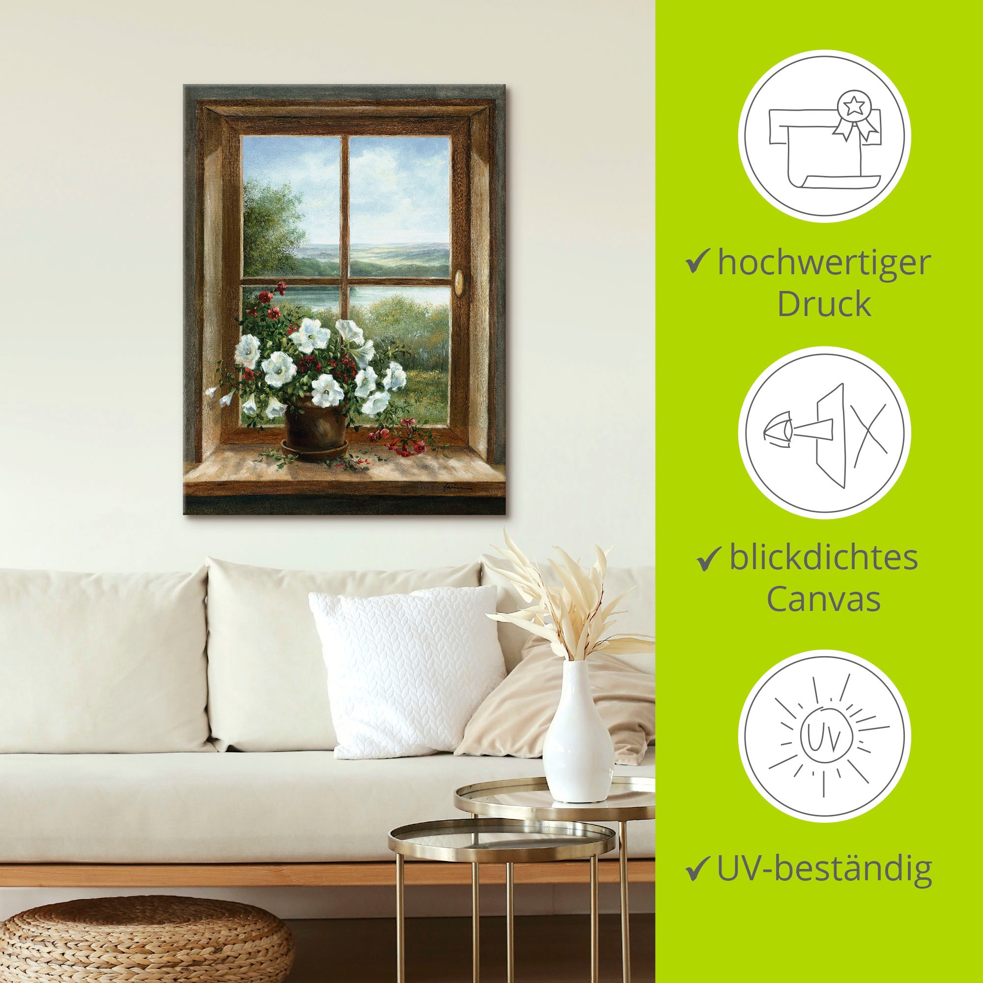 Artland Wandbild »Blumen am Fenster«, Arrangements, (1 St.), als Alubild, Outdoorbild ...