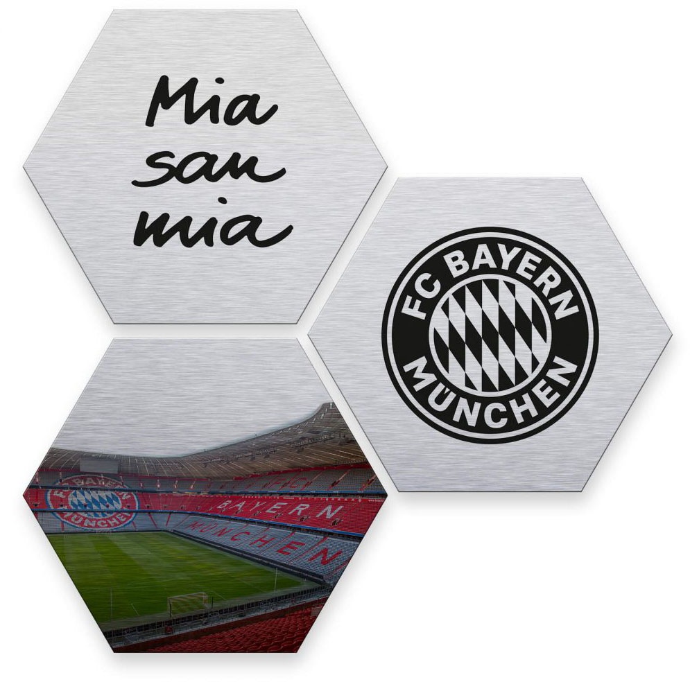 Wall-Art Mehrteilige Bilder »Silber FC Bayern München«, (Set, 3 St., Im ...