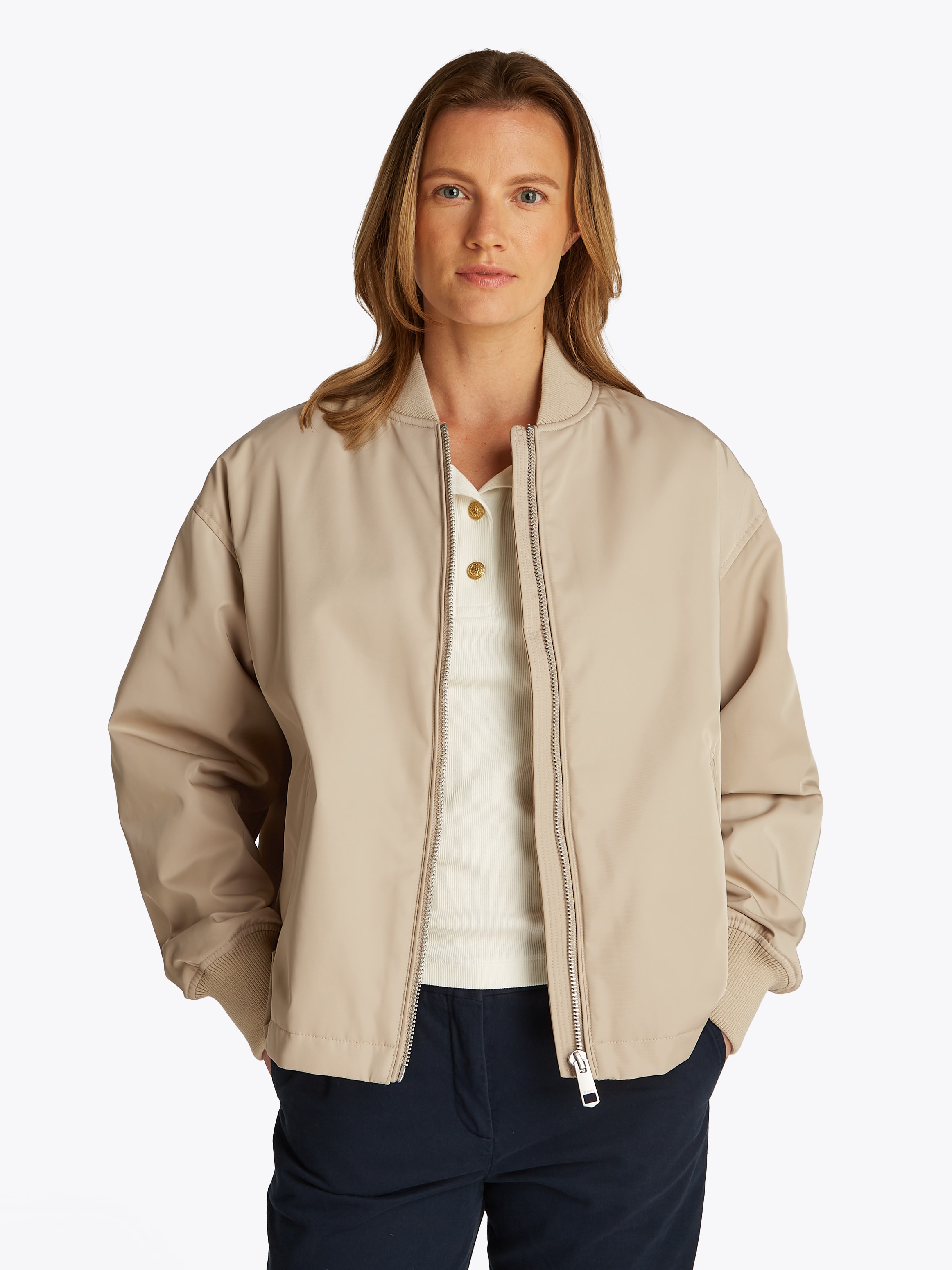 Tommy Hilfiger Bomberjacke CASUAL NYLON BOMBER JACKET mit Markenlabel in Unifarbe bestellen Quelle