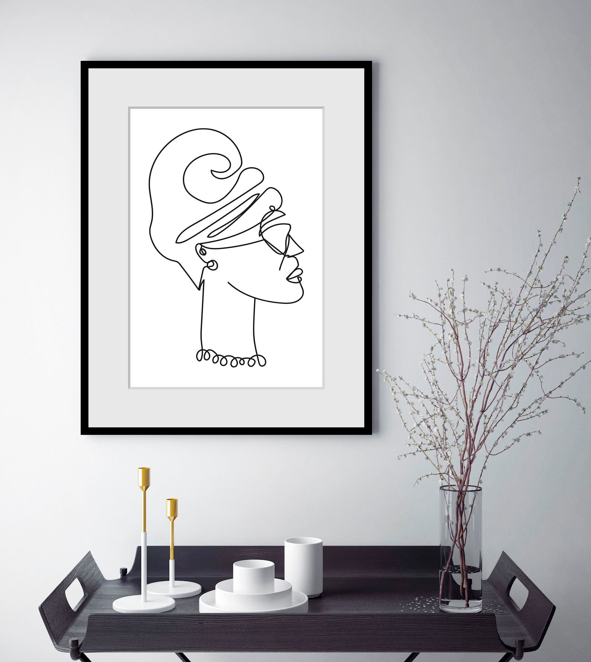 queence Bild »Saskia«, Frau-Kunst-Schwarz-Weiß-Bilder von Frauen-Gesicht, (1 St.), HD Premium ...