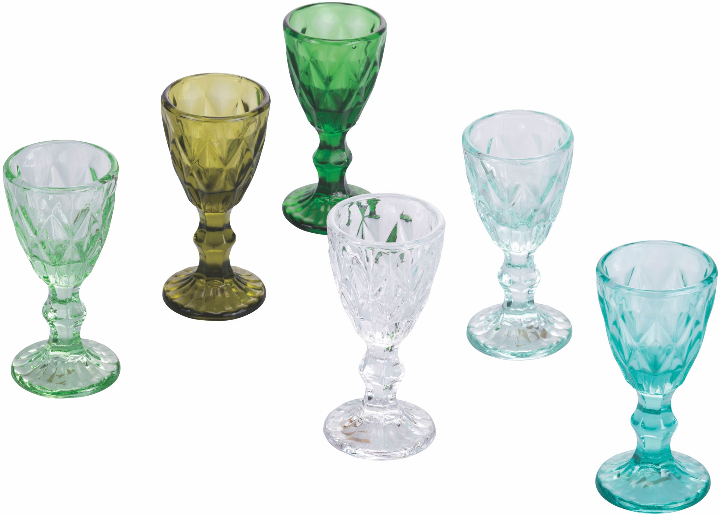 Villa d'Este Likörglas »Prisma Greenery«, (Set, 6 tlg.), Gläser-Set, 6-teilig, Inhalt 45 ml auf ...