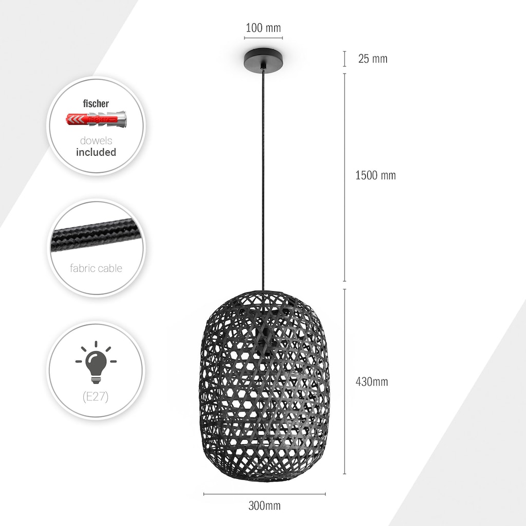 Paco Home Pendelleuchte »PUNU«, Leuchtmittel E27 | ohne Leuchtmittel ... Paco Home Pendelleuchte »PUNU«, Leuchtmittel E27 | ohne Leuchtmittel ...