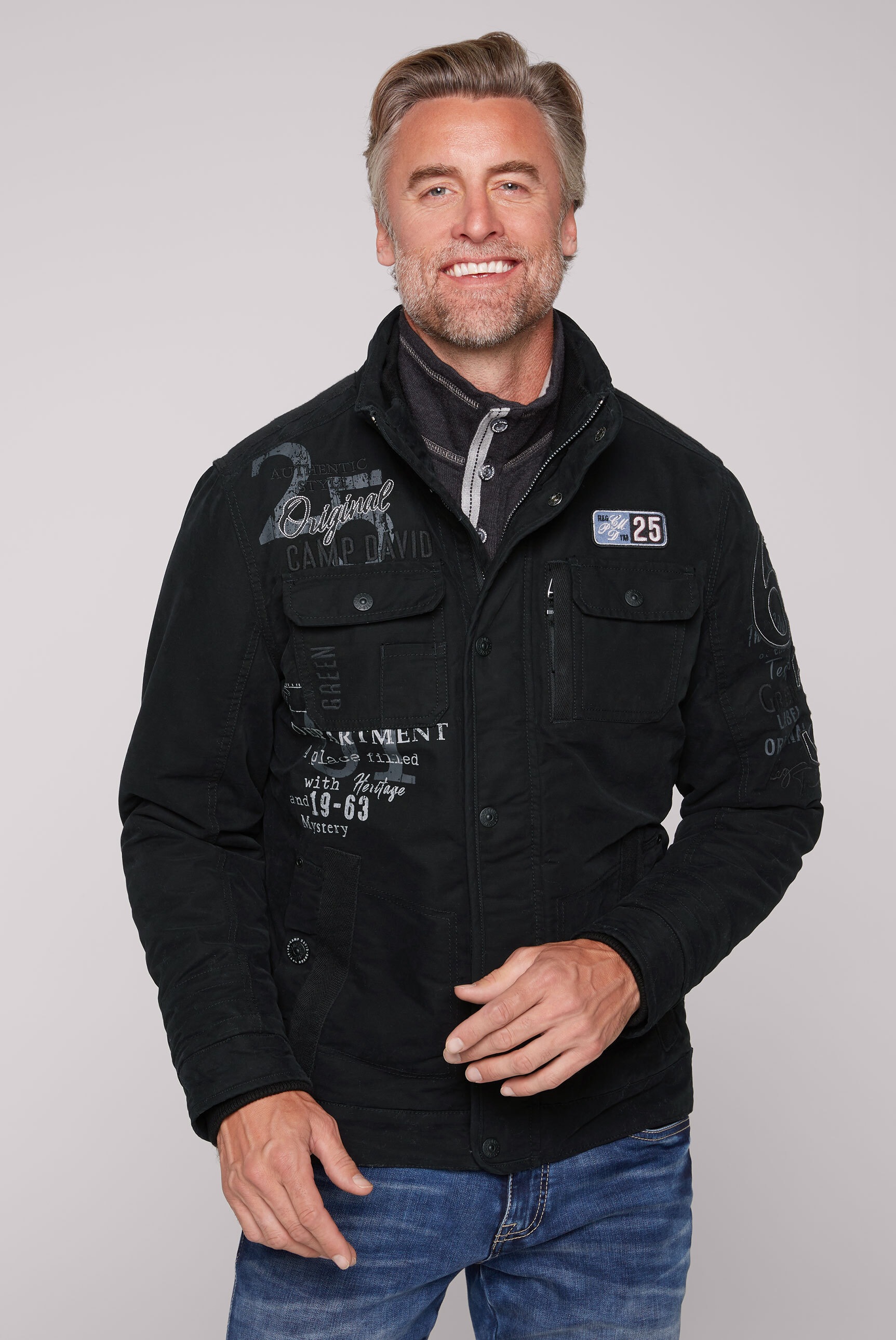 CAMP DAVID Winterjacke, ohne Kapuze, mit Druckknopfriegel hinten am ...